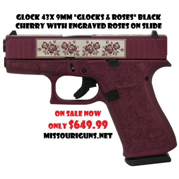 Glock 43x G43X “The Rose” Engraved Roses Rose Gold Two-Tone Semi-Auto ...