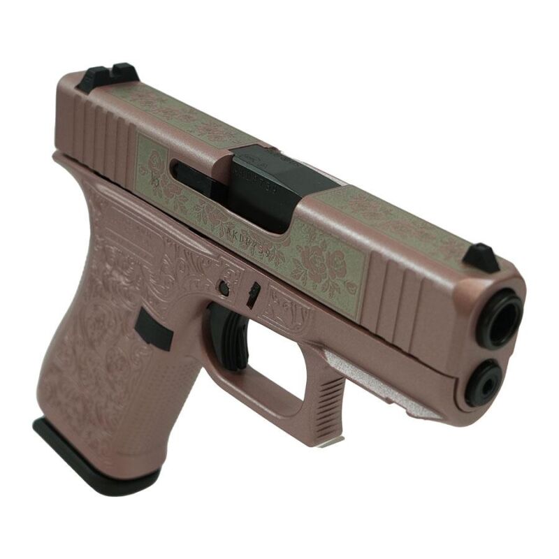 Glock 43X Custom Engraved “Glock & Roses” 3.41″ 10+1 9MM ENGRAVED ROSE ...