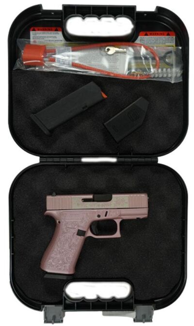 Glock 43X Custom Engraved “Glock & Roses” 3.41″ 10+1 9MM ENGRAVED ROSE ...