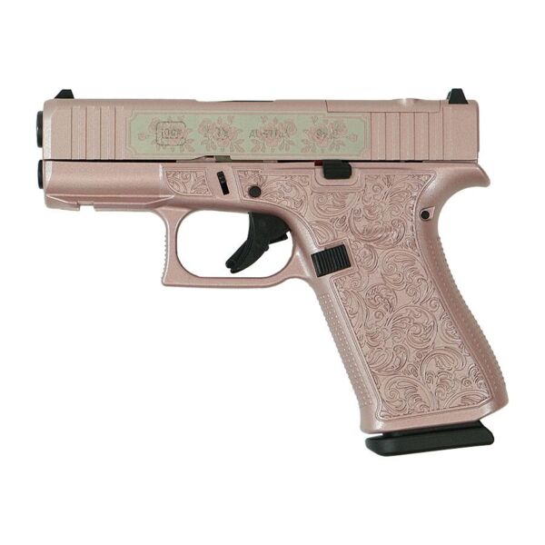 Glock 43X Custom Engraved “Glock & Roses” 3.41″ 10+1 9MM ENGRAVED ROSE ...