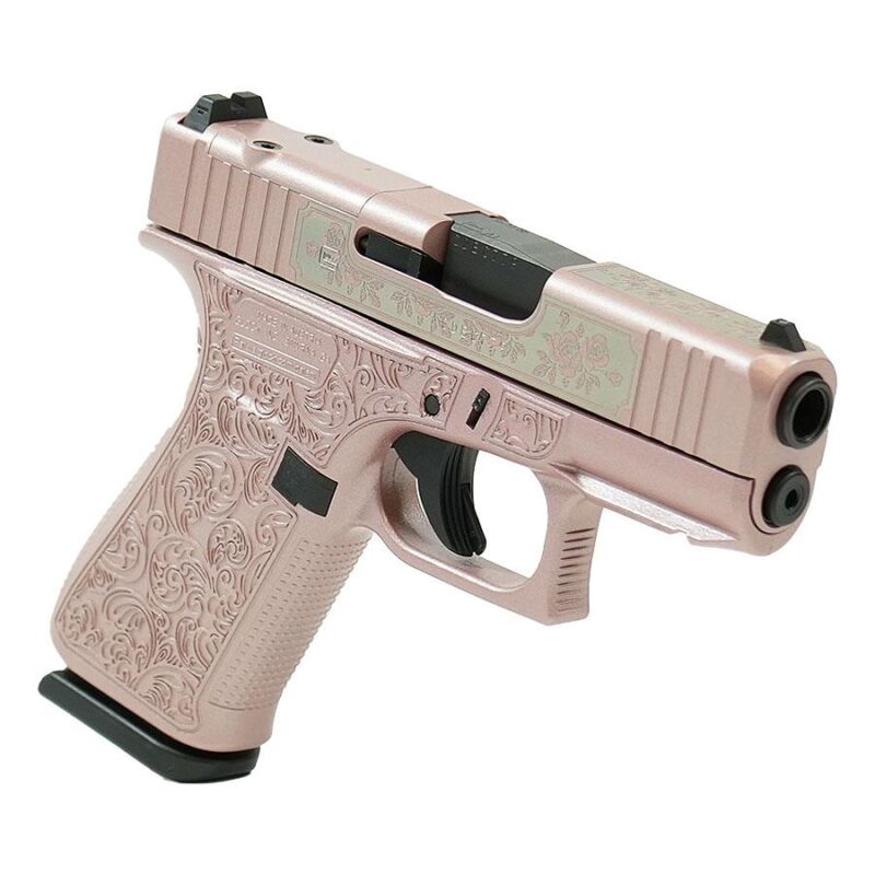 Glock 43X Custom Engraved “Glock & Roses” 3.41″ 10+1 9MM ENGRAVED ROSE ...