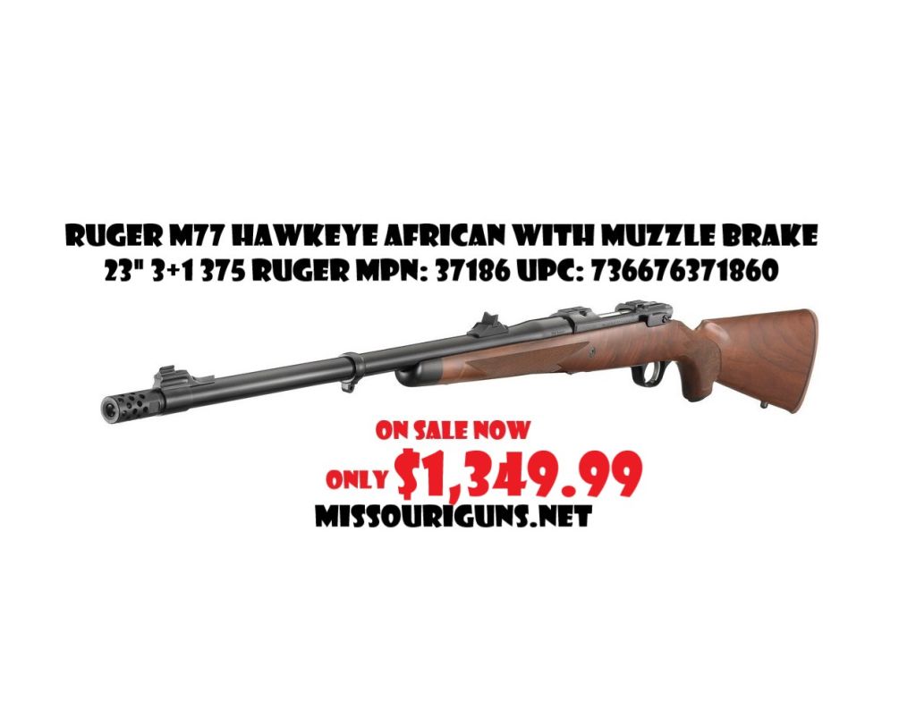 Ruger M77 Hawkeye African with Muzzle Brake System Bolt Action Rifle 23 ...