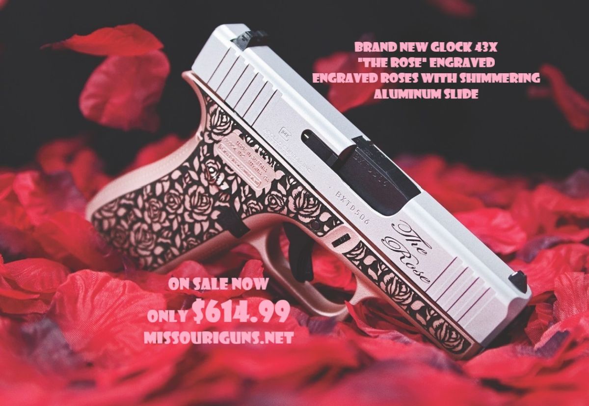 Glock 43x G43X “The Rose” Engraved Roses Rose Gold Two-Tone Semi-Auto ...