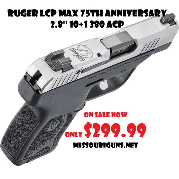 Ruger LCP Max 75th Anniversary Special Edition Black/Stainless Steel ...