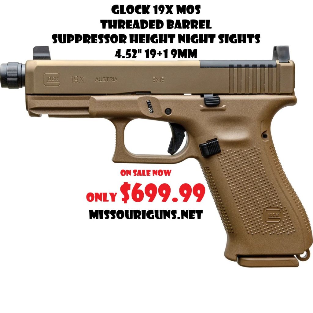 Glock 19X G19x MOS Threaded Barrel Suppressor Height Night Sights Semi ...