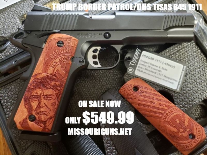 Tisas TRUMP Border Patrol/DHS 1911 DUTY B45 Black with 3 Sets of Grips ...